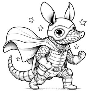 Children's Superhero Armadillo Coloring Page- 3 Free Printable Pages