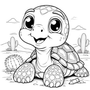 Children's Cute Desert Tortoise Coloring Page- 3 Free Printable Pages