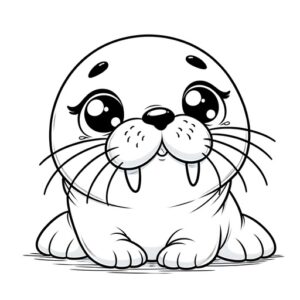 Children's Cute Walrus Coloring Page- 3 Free Printable Pages